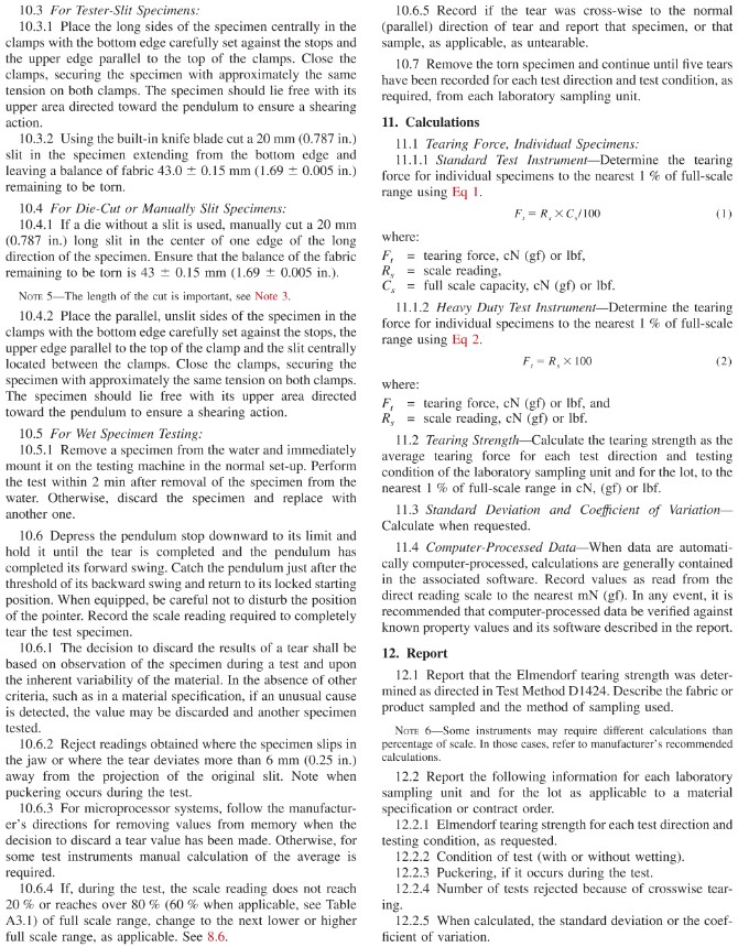 ASTM D1424 Standard Test Method for Tearing Strength of Fabric by ...