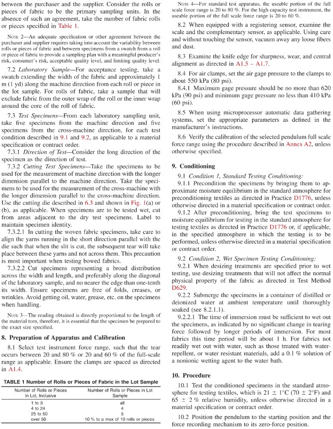 ASTM D1424 Standard Test Method for Tearing Strength of Fabric by ...